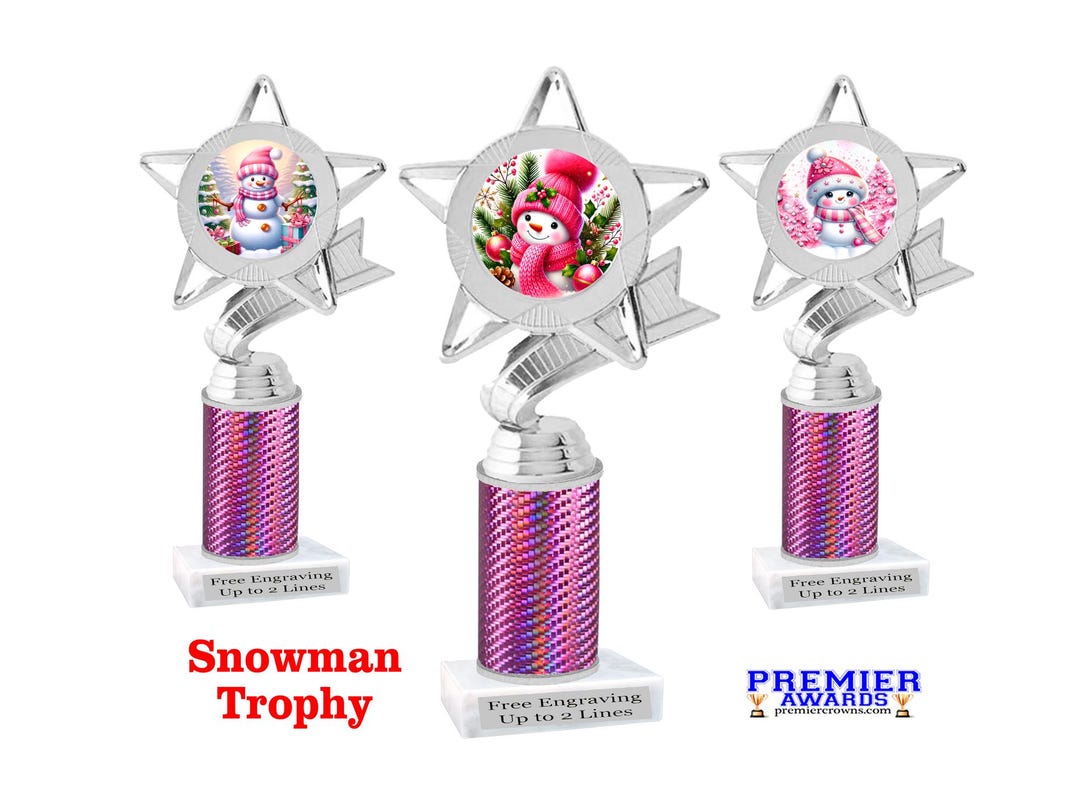 Pink and Silver Snowman Theme Trophy. Great for All of Your Winter ...