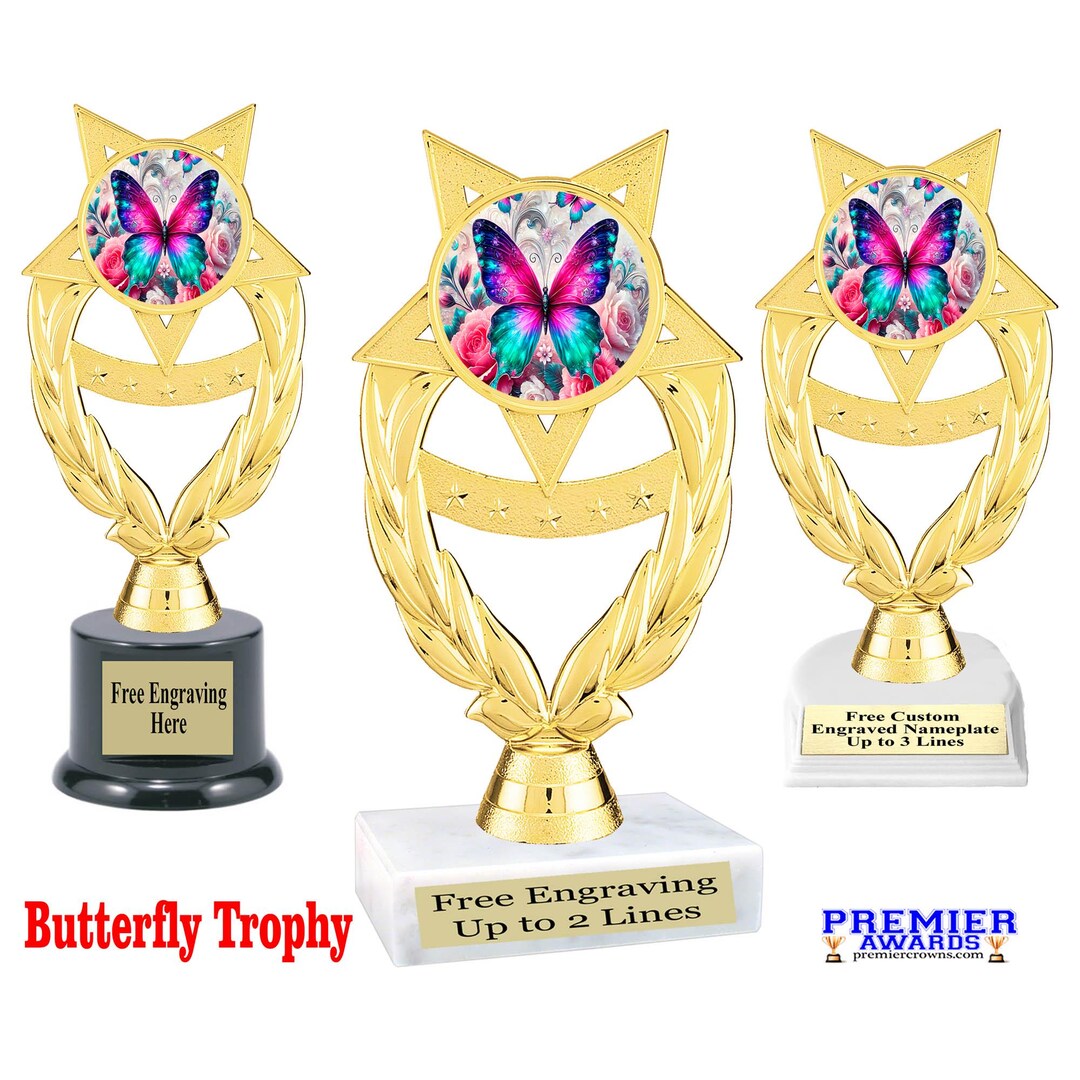 Butterfly Themed Trophy for Your Pageants, Contests, Spring Events. 6 ...