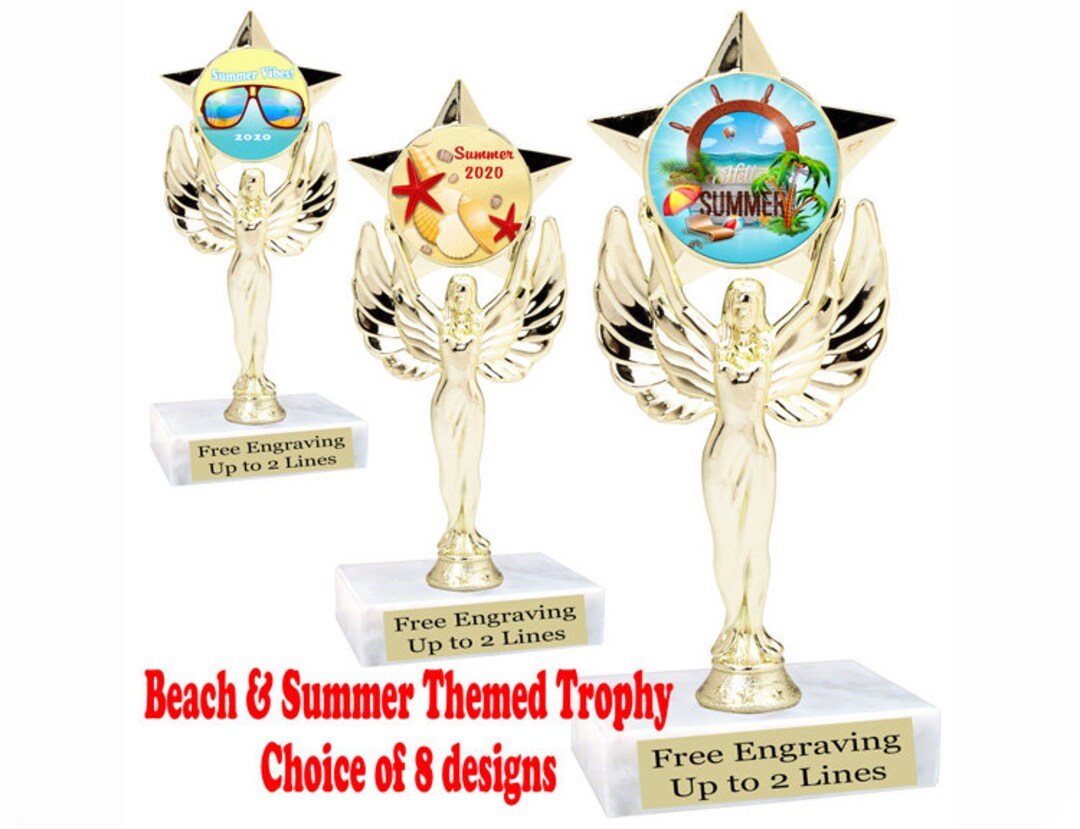 Summer Theme Trophy. 6" Tall Trophy With Choice of Summer Insert. 7517 ...