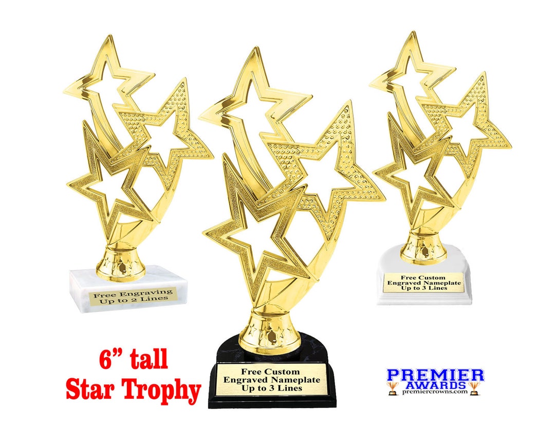 Gold Stars Trophy. 6" Tall Trophy. Great for Any Event, Contest or for ...