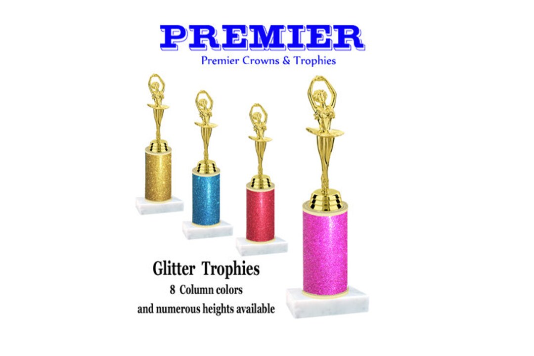 Glitter Column Trophy With Figure. 8 Glitter Colors and Numerous Trophy ...