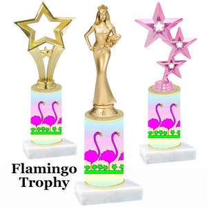 Flamingo Theme Trophy With Choice of Figure. Numerous Trophy Heights ...