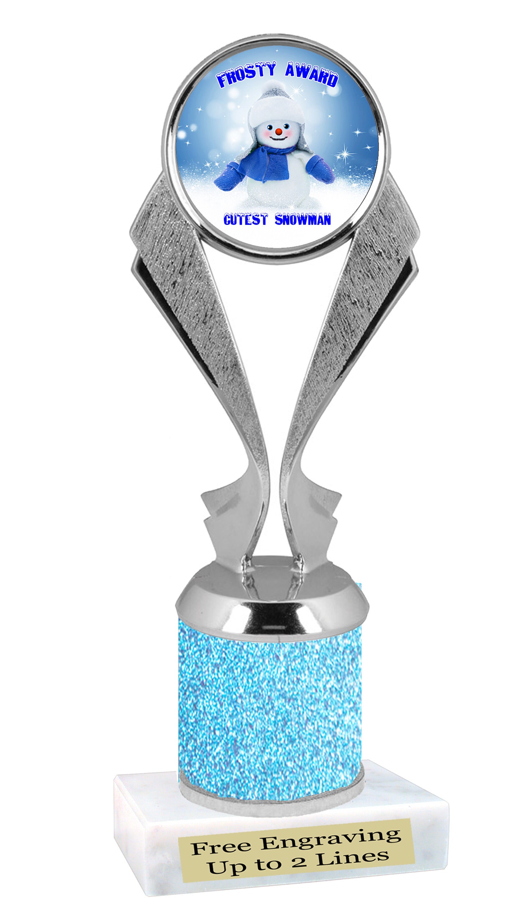 Frosty Award 8 Tall Trophy With Light Blue Glitter | Etsy