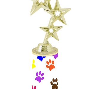 Paw Prints Theme Trophy With Choice of Figure on Paw Prints Design ...