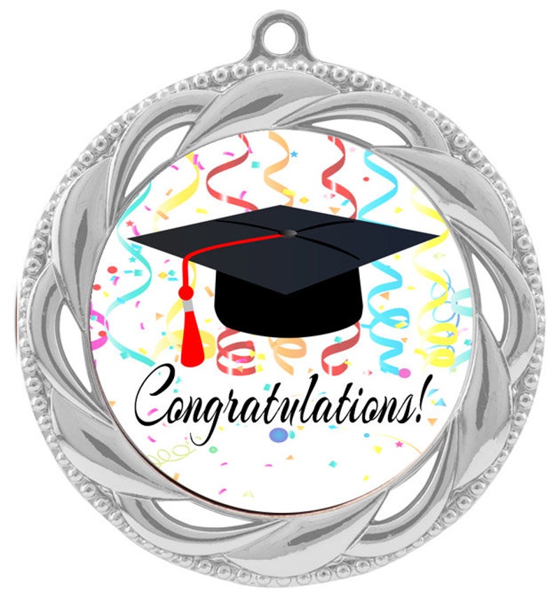 Graduation theme medal. Choice of 7 designs. Includes free | Etsy