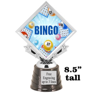 BINGO! Trophy 8.5" Tall With Choice of 9 Designs. Great Trophy for Your ...