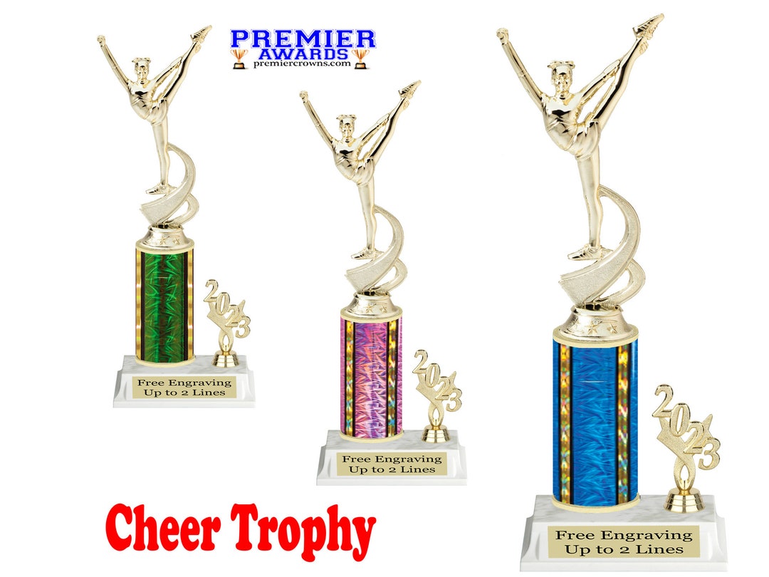 Cheer Trophy With Choice of Column Color. Numerous Trophy Heights Available. Trophy Heights ...