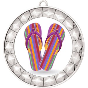 Silver Medal With Choice of Summer Theme Insert. Includes Free Neck ...