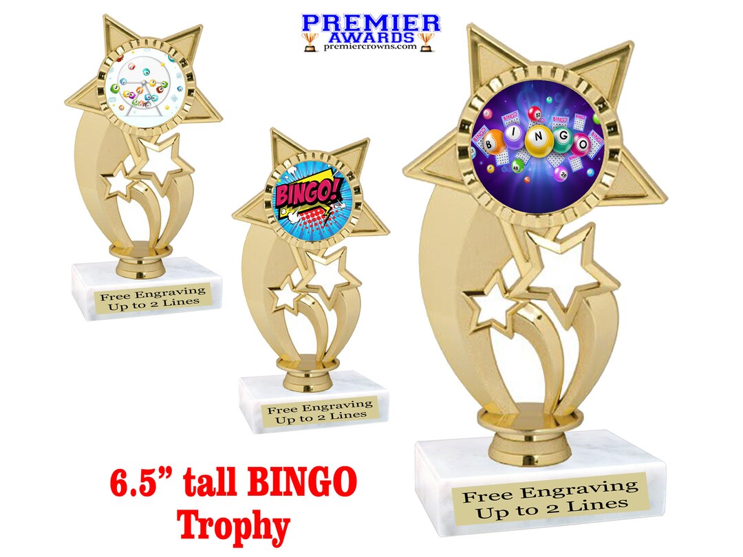 BINGO! Trophy 6.5" Tall With Choice of 9 Designs. Great Trophy for Your ...