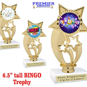 BINGO! Trophy 6.5" Tall With Choice of 9 Designs. Great Trophy for Your ...