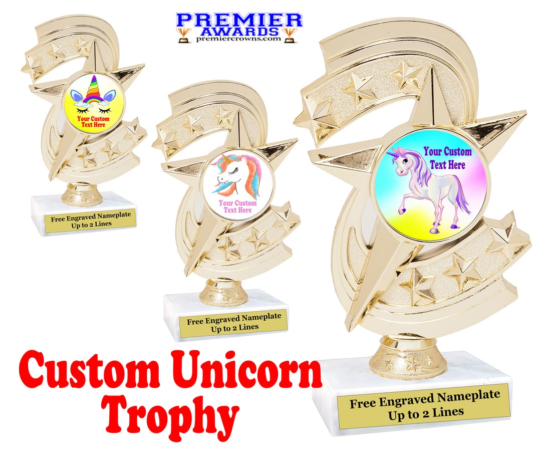 Custom Unicorn Theme Trophy. Choice of 6 Designs With Your Custom Text ...