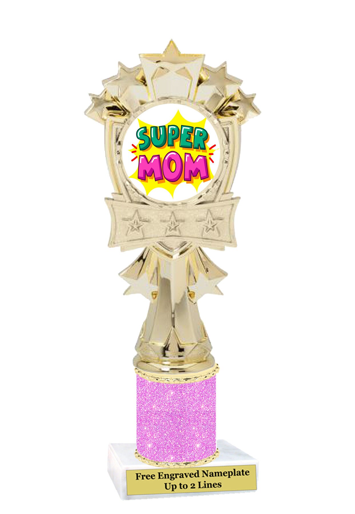 Best Mom theme trophy 8 tall trophy with choice of art work Glitter ...