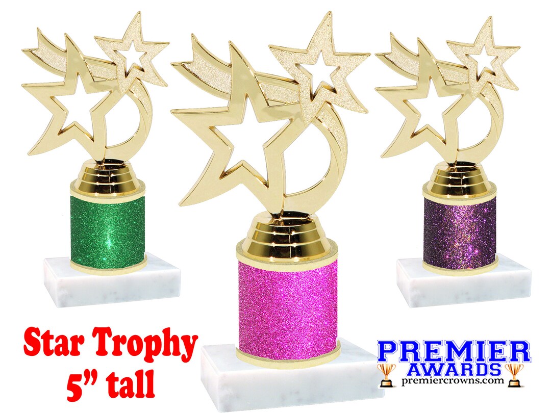 Star Trophy. 5" Tall on Choice of Glitter Column. Great Trophy for ...