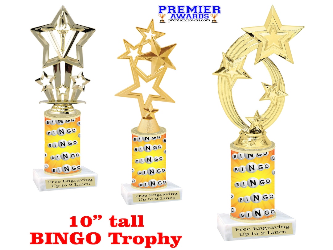 BINGO! Trophy 10" Tall With Choice of 9 Designs. Great Trophy for Your ...