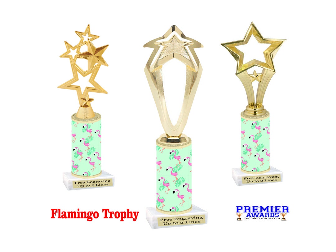 Flamingo Theme Trophy With Choice of Figure. Numerous Trophy Heights ...