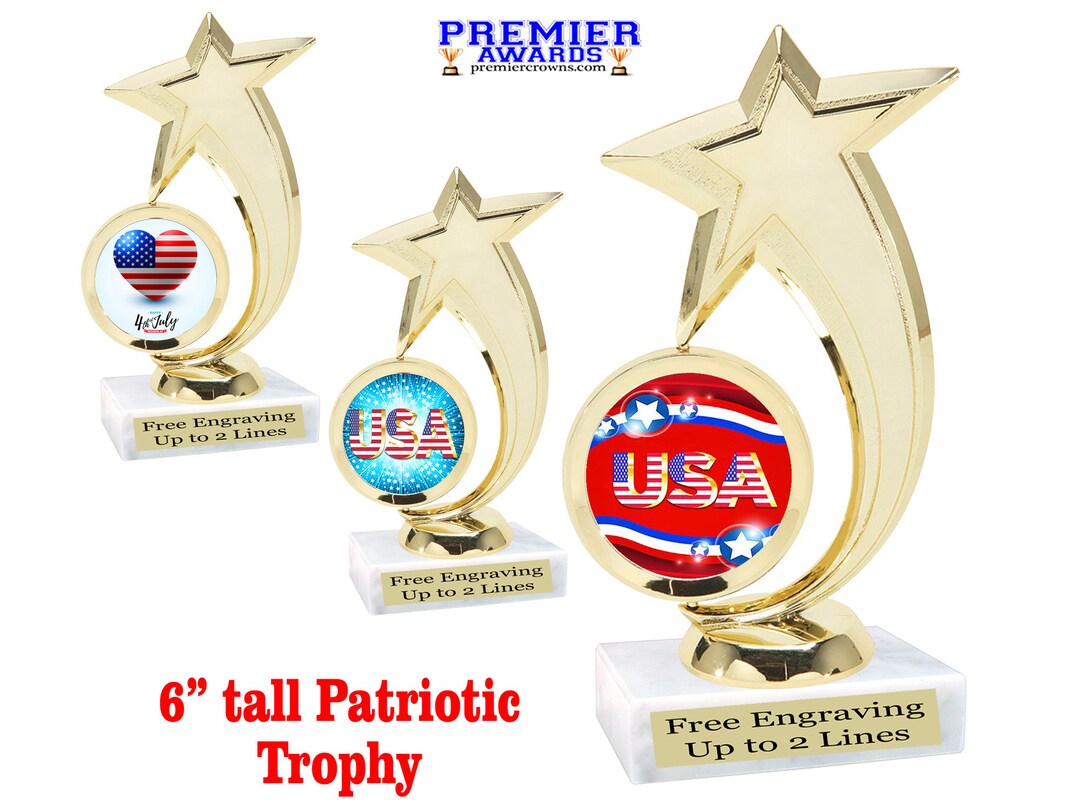 Patriotic - 4th of July Theme Trophy. 6" Tall. Great for Your Summer ...