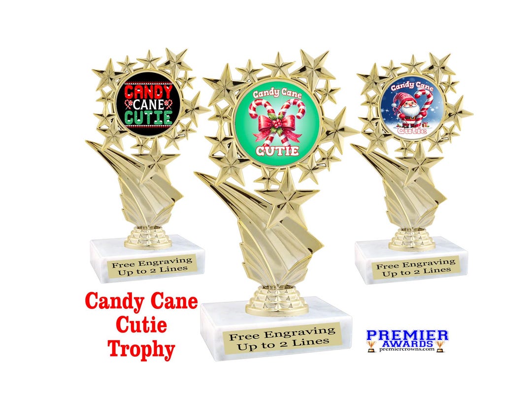 Candy Cane Cutie Theme Trophy With Gold Figure and Choice of Candy Cane ...