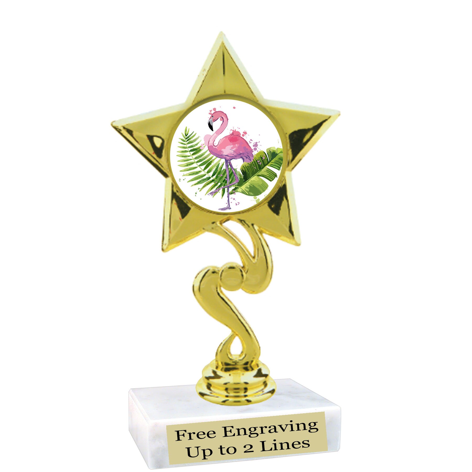 6 tall trophy with choice of flamingo art work Silver 6010 Flamingo ...