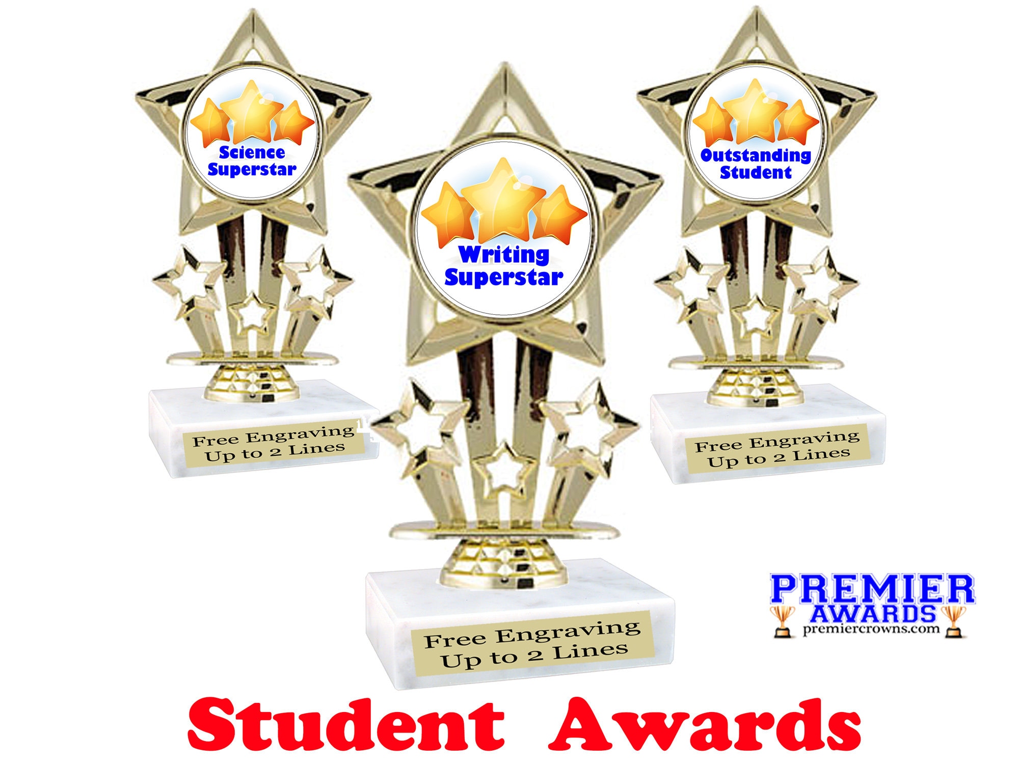 Student Award! 6" Tall With Choice of 9 Designs. Great for Schools ...