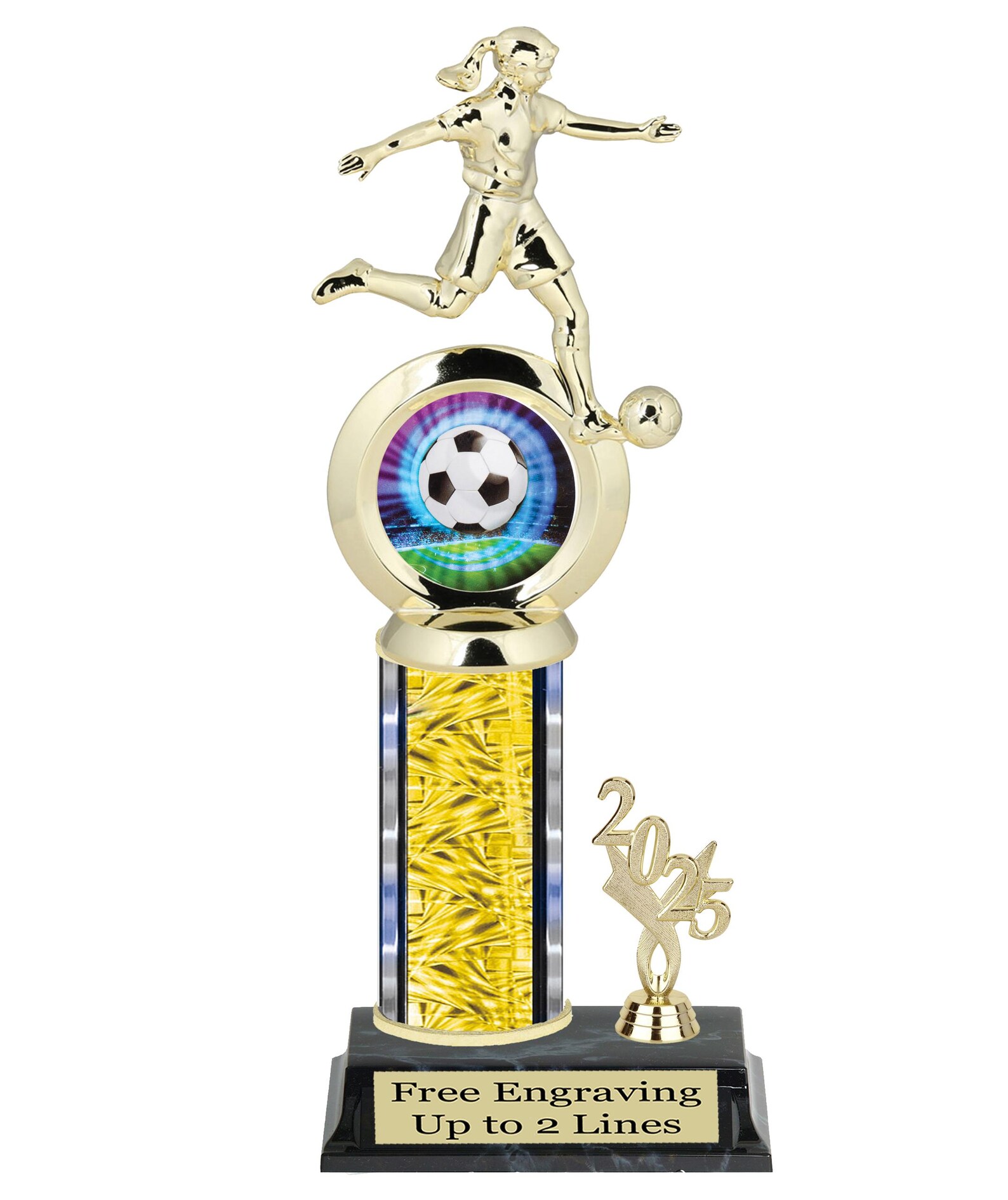 Female Soccer Trophy With Choice of Column Color. Trophy Heights Start ...