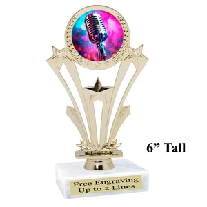 Gold Star With Karaoke - Music Theme Artwork Trophy. 6" Tall Trophy ...
