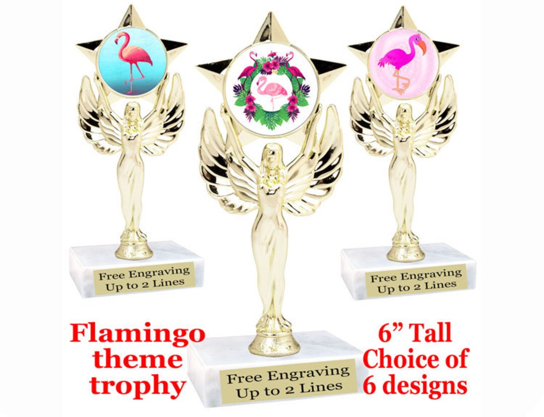 Flamingo Theme Trophy. 6" Tall Trophy With Choice of Flamingo Art Work ...