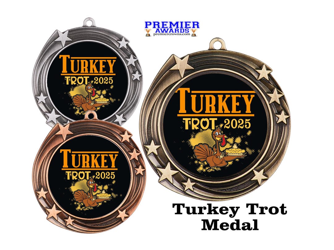 Turkey Trot Theme Medal. Great Medal for All of Your Turkey Trot ...