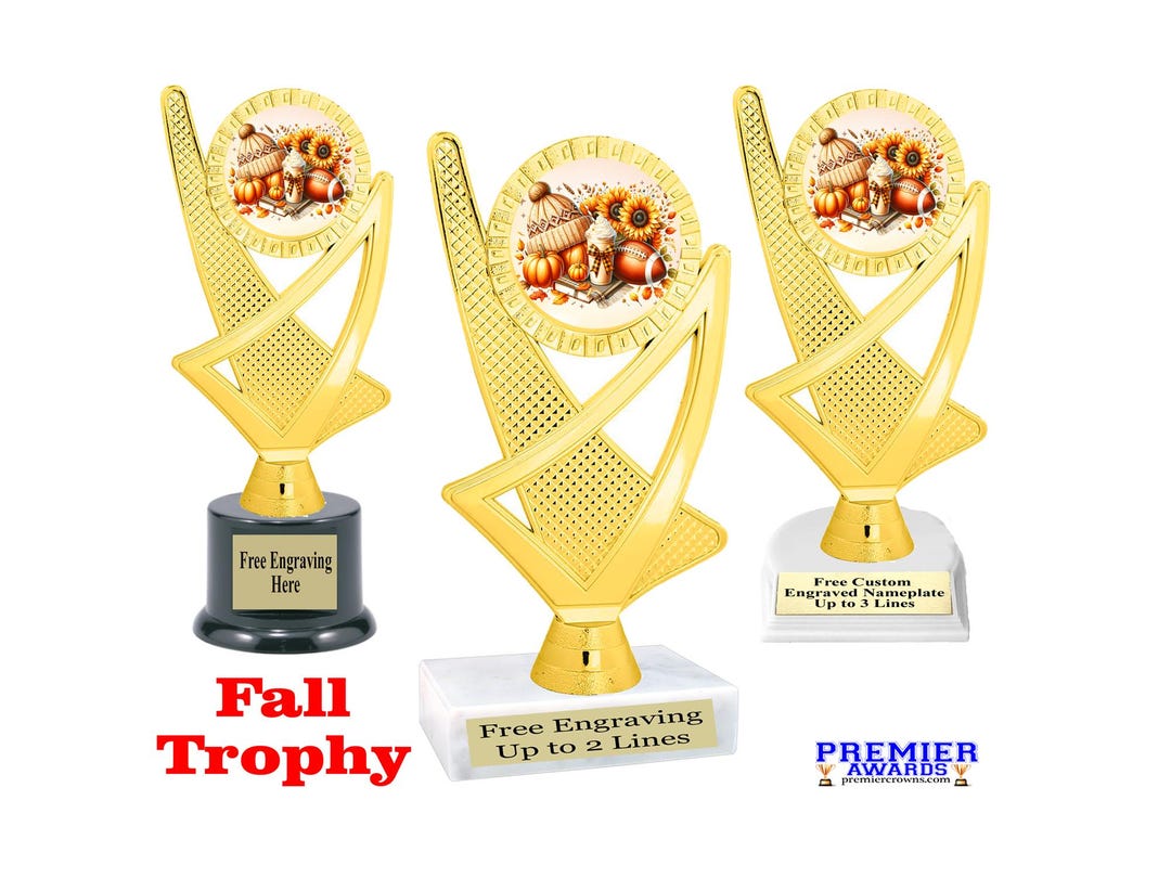 Fall Themed 6.5"to 8.5" Tall Trophy With Choice of Base. Great for Your ...
