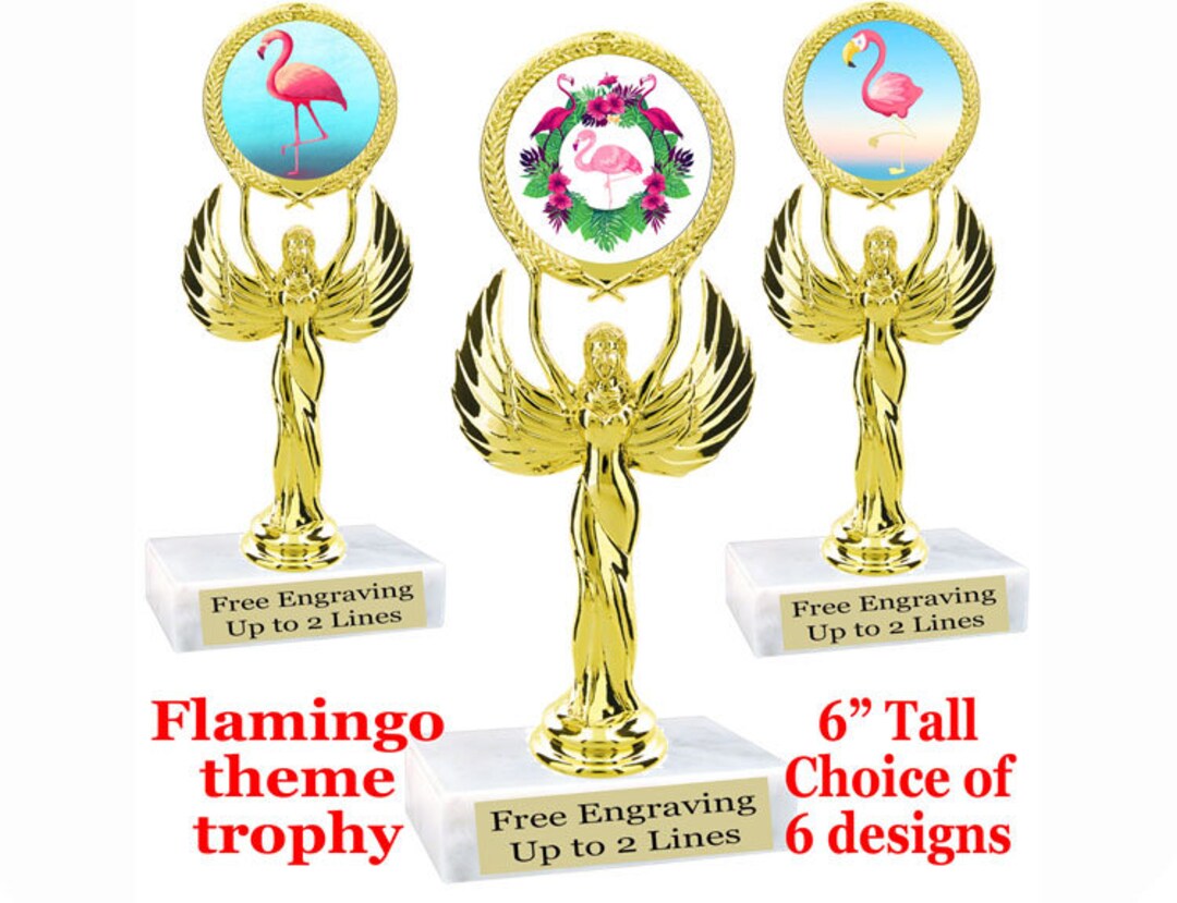 Flamingo Theme Trophy. 6" Tall Trophy With Choice of Flamingo Art Work ...