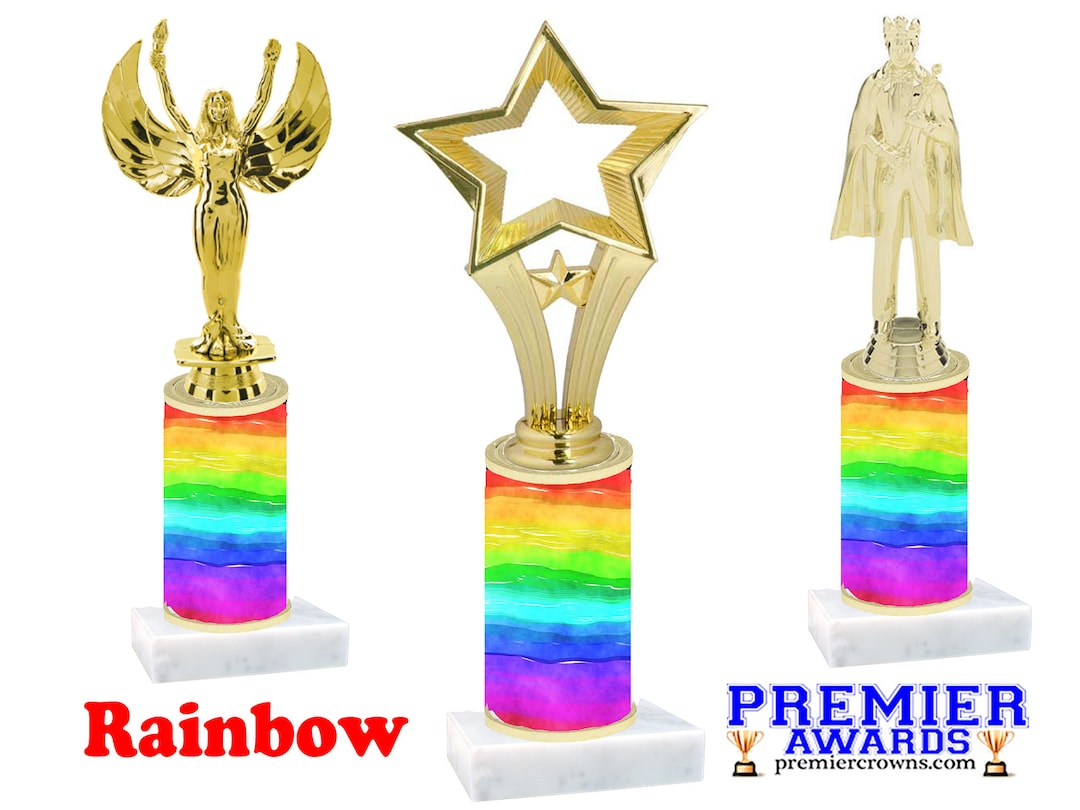 Rainbow Design Trophy With Choice of Figure. Numerous Trophy Heights ...