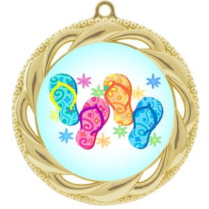 Gold Medal With Choice of Summer Theme Insert. Includes Free Neck ...