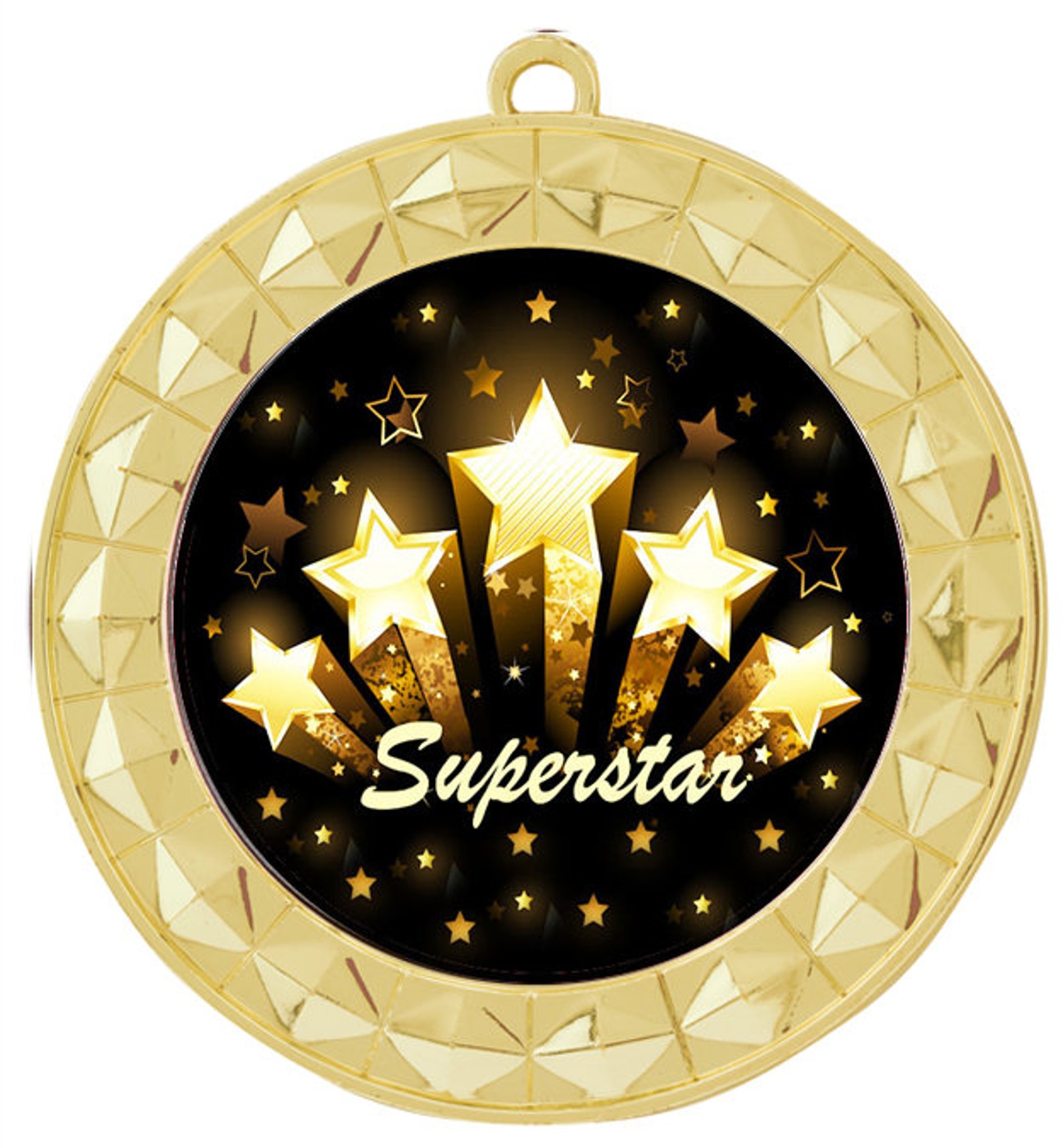 Gold Medal With Super Star Insert. Includes Free Neck Ribbon and ...