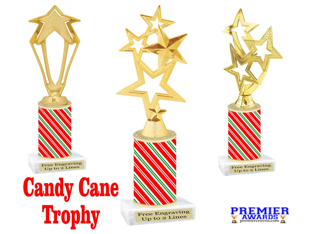 Candy Cane Theme Trophy With Choice of Figure on Candy Cane Design ...