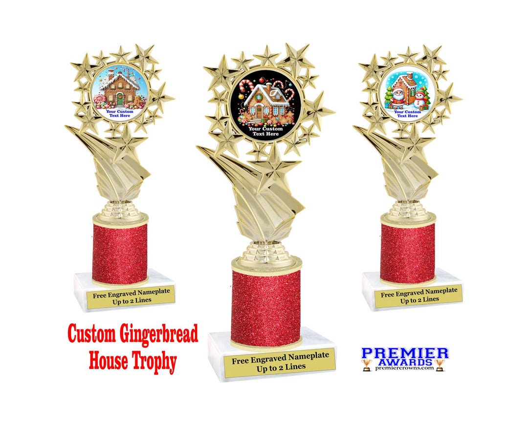 Custom Gingerbread House Glitter Trophy. Great Trophy for Your Holiday ...
