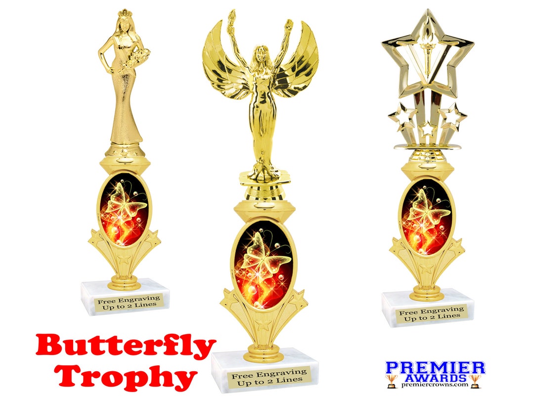 Butterfly Theme Trophy. 11" Tall. Great Award for Any Pageant, Event ...