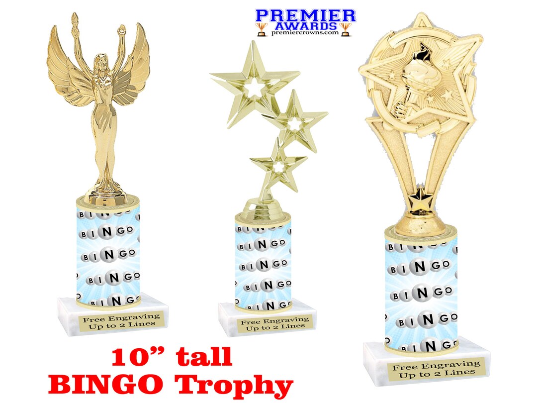 BINGO! Trophy 10" Tall With Choice of 9 Designs. Great Trophy for Your ...