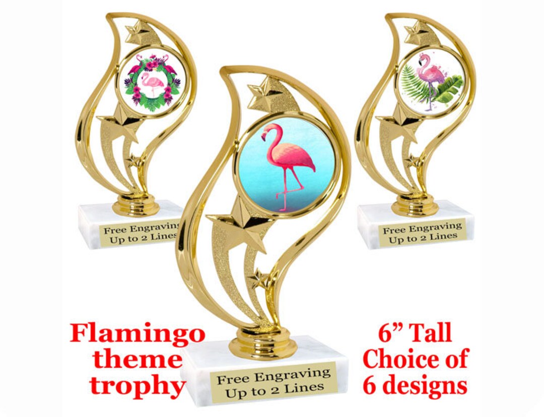 Flamingo Theme Trophy. 6" Tall Trophy With Choice of Flamingo Art Work ...