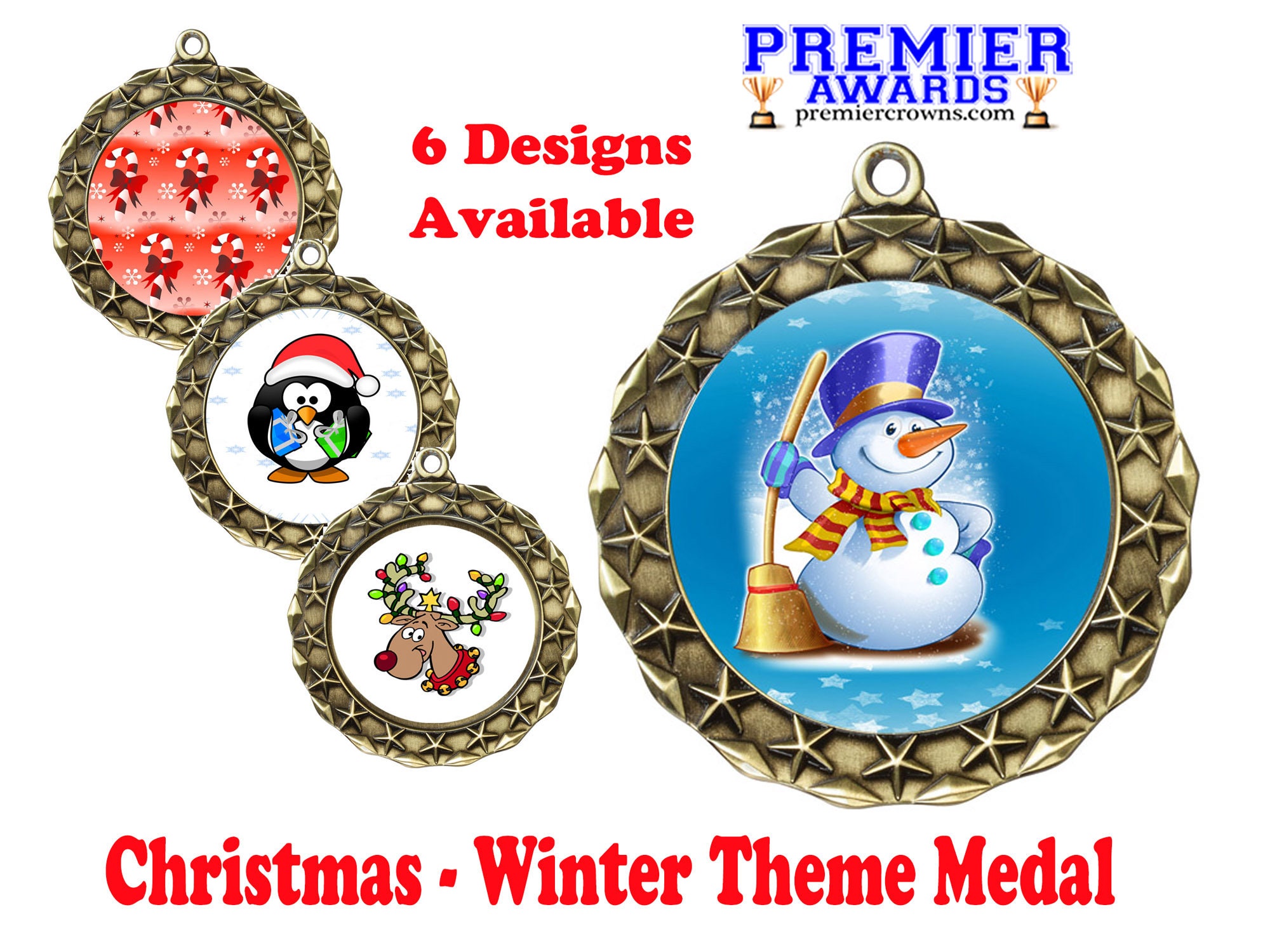 Antique Gold Medal With Christmas - Winter Theme Insert. Includes Free ...