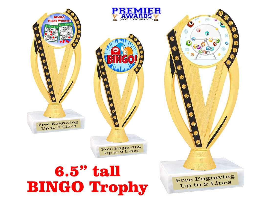 BINGO! Trophy 6.5" Tall With Choice of 9 Designs. Great Trophy for Your ...