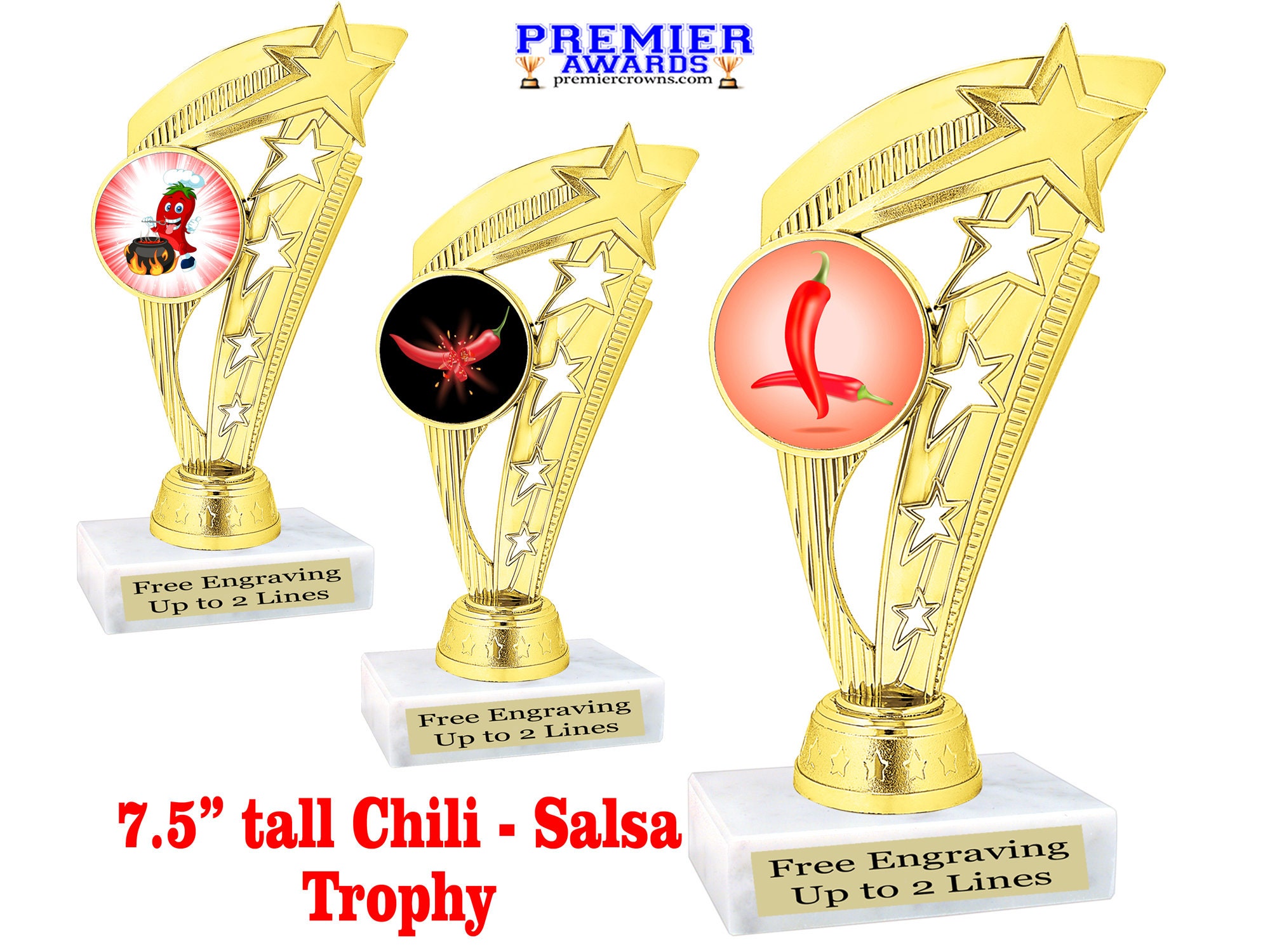 Chili - Salsa - BBQ Trophy. 7.5" Tall With Choice of Art Work. Great ...