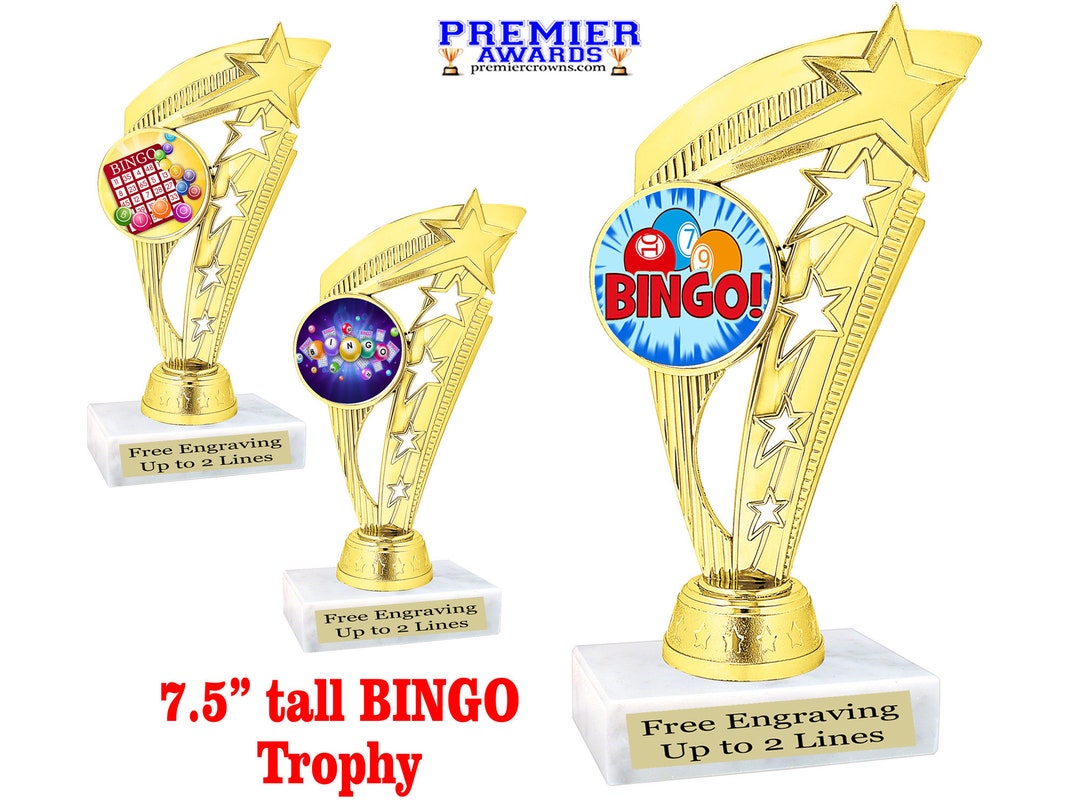 BINGO! Trophy 7.5" Tall With Choice of 9 Designs. Great Trophy for Your ...