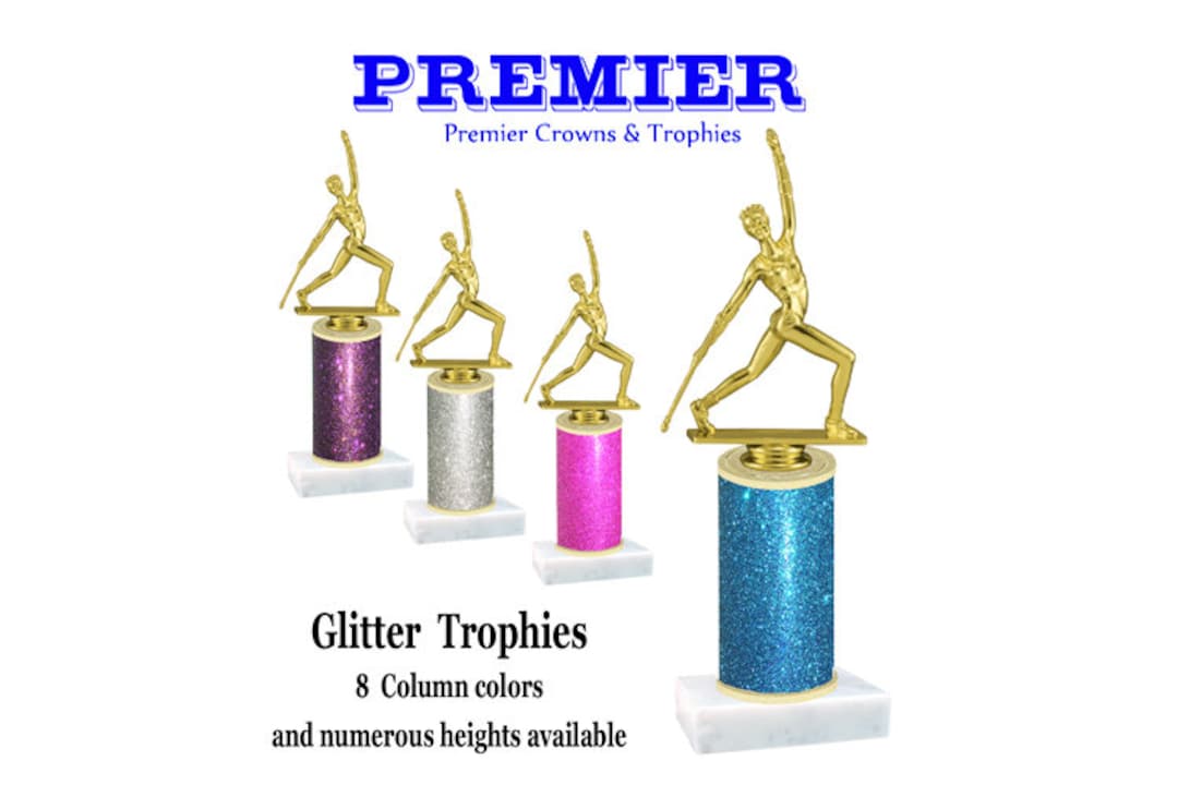 Glitter Column Trophy With Figure. 8 Glitter Colors and Numerous Trophy ...