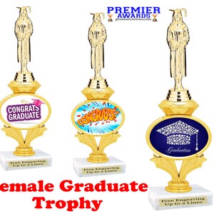 Graduation Theme Trophy. Female Graduate. Great Award to Celebrate ...
