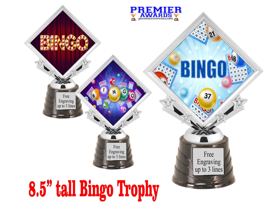 BINGO! Trophy 8.5" Tall With Choice of 9 Designs. Great Trophy for Your ...