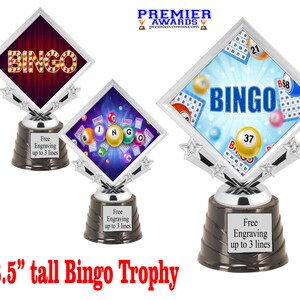 BINGO! Trophy 8.5" Tall With Choice of 9 Designs. Great Trophy for Your ...