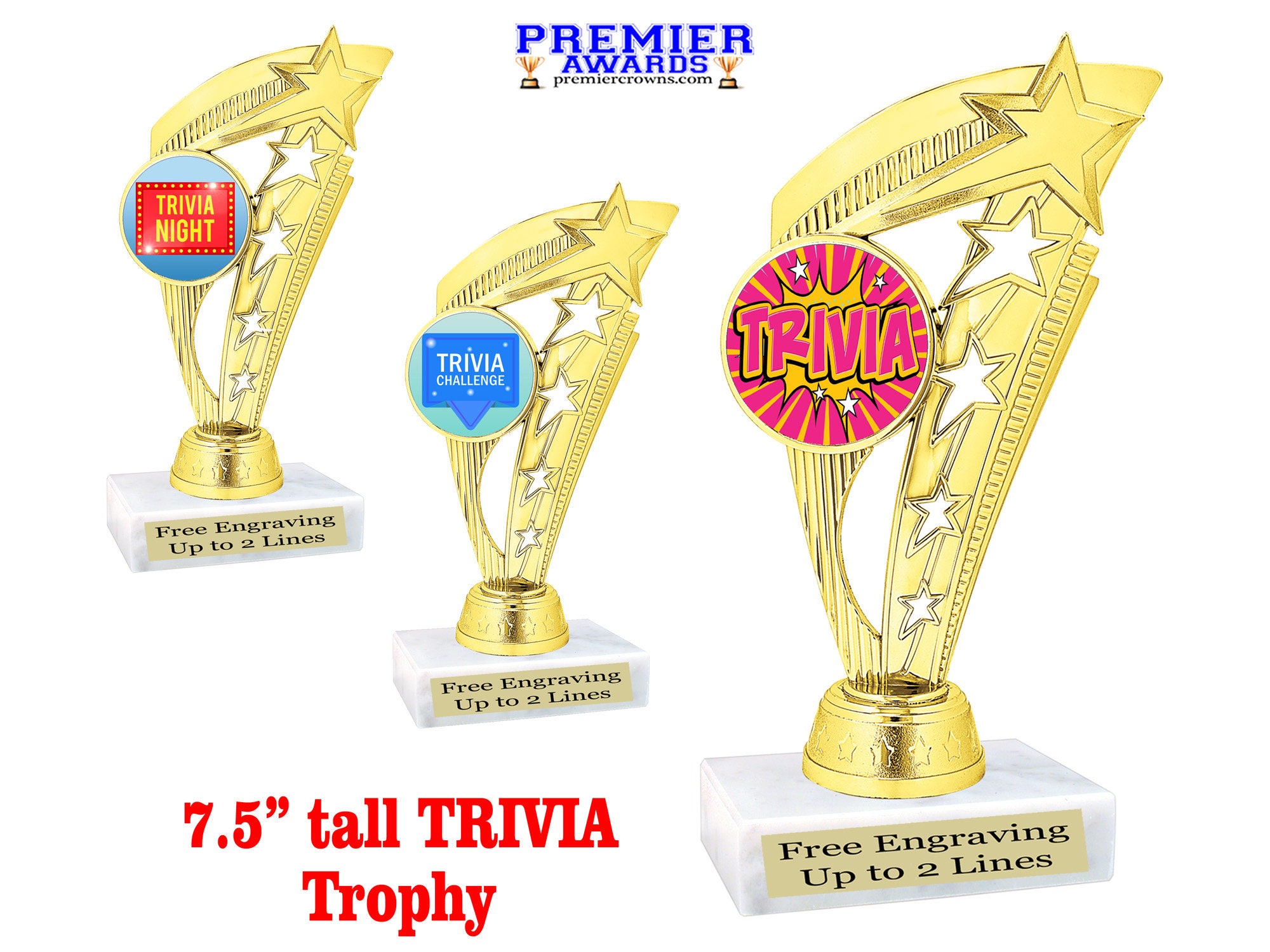 TRIVIA Trophy 7.5 Tall With Choice of 6 Designs. Great - Etsy