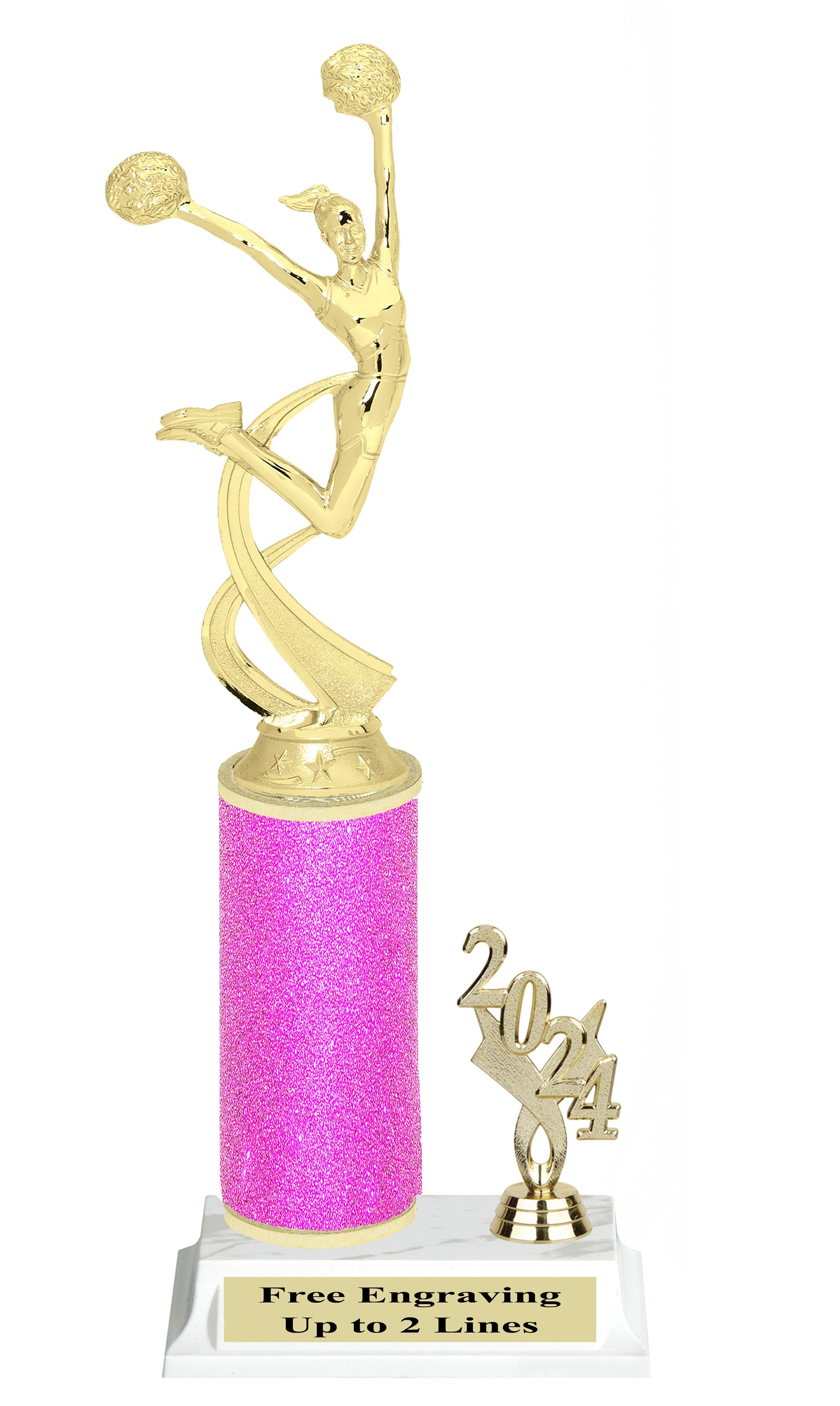 Cheer Trophy With Choice of Glitter Column Color. Trophy Heights Start ...