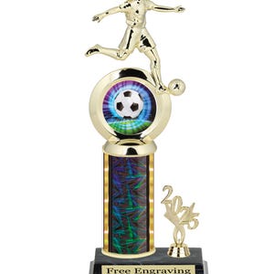 Female Soccer Trophy With Choice of Column Color. Trophy Heights Start ...