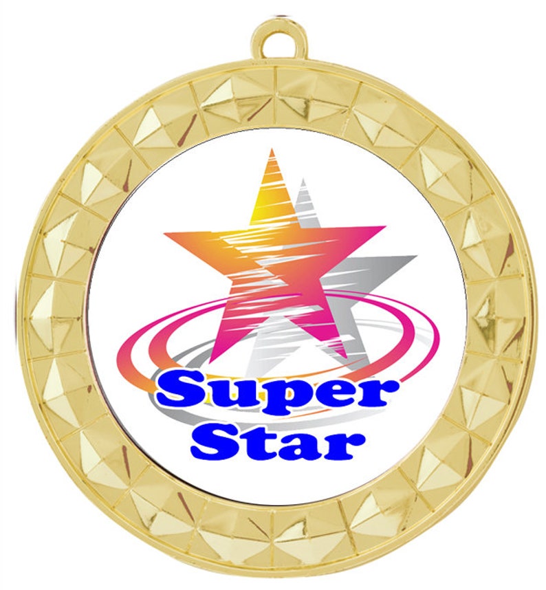 Gold Medal With Super Star Insert. Includes Free Neck Ribbon - Etsy