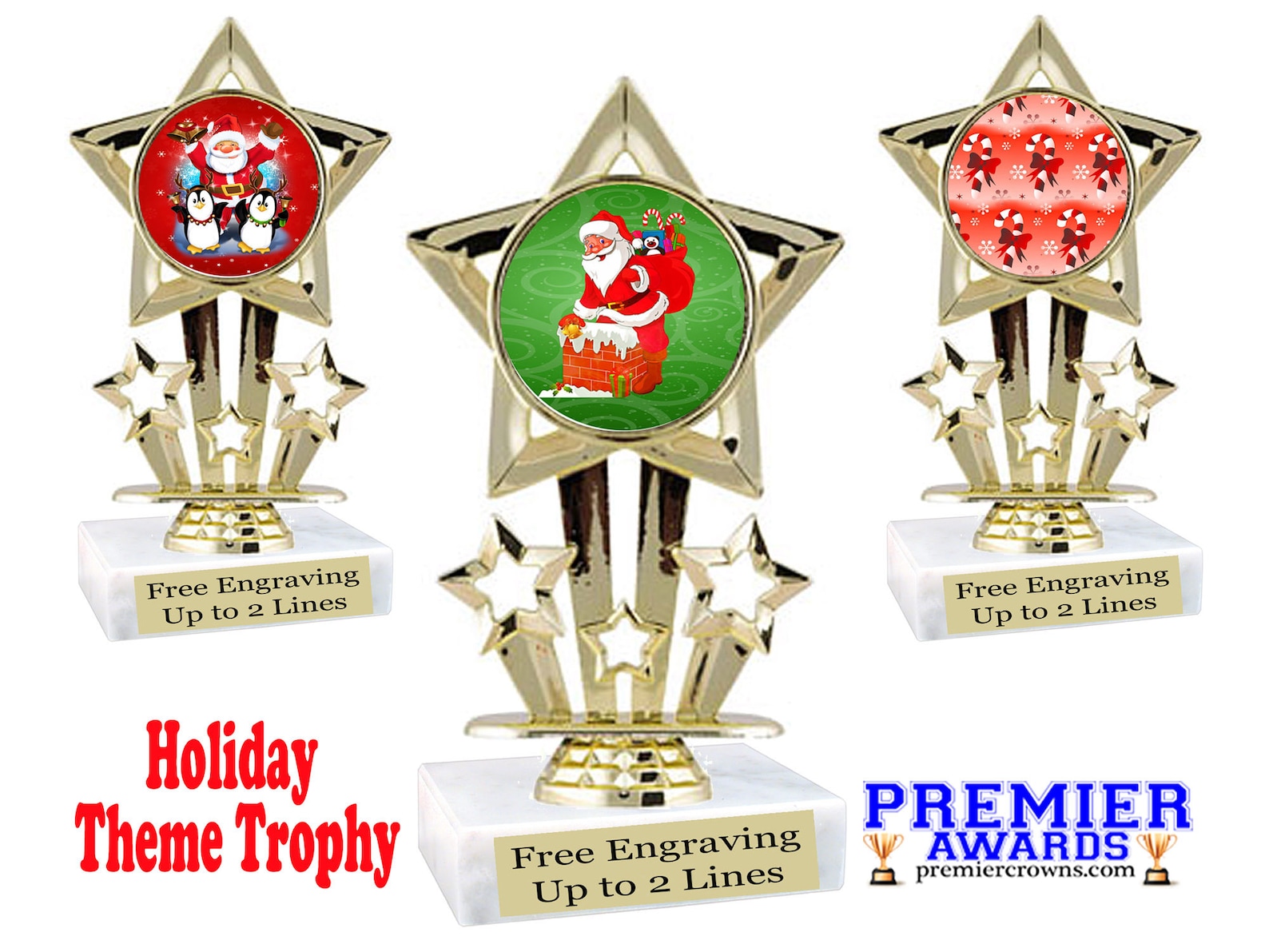Christmas Winter Theme Trophy With Gold Figure and Choice of - Etsy